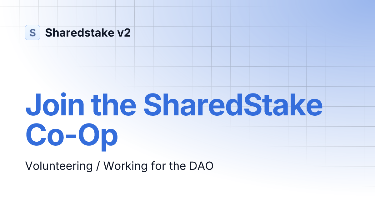 Join the SharedStake Co-Op | Sharedstake v2